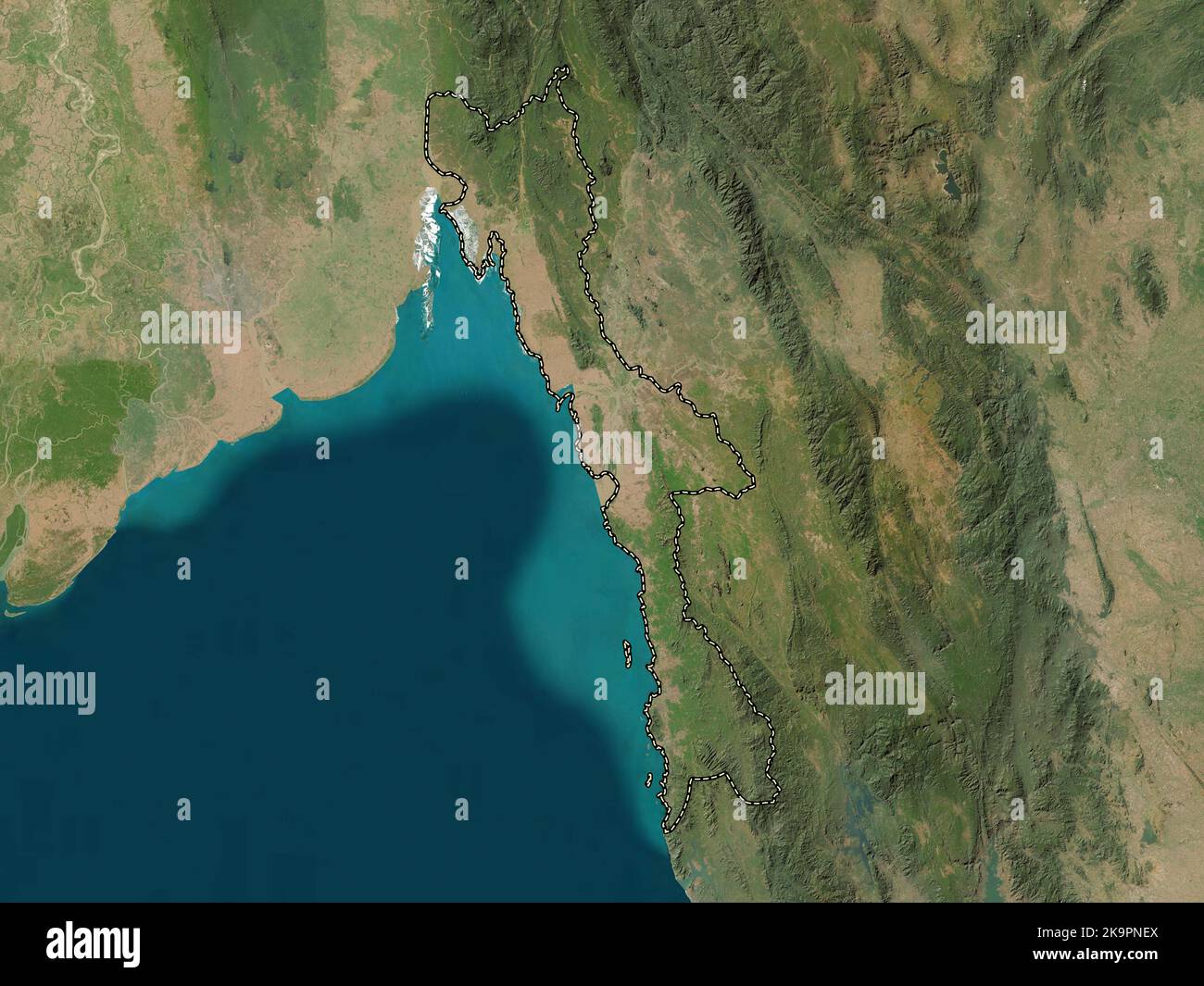 Mon, state of Myanmar. Low resolution satellite map Stock Photo - Alamy