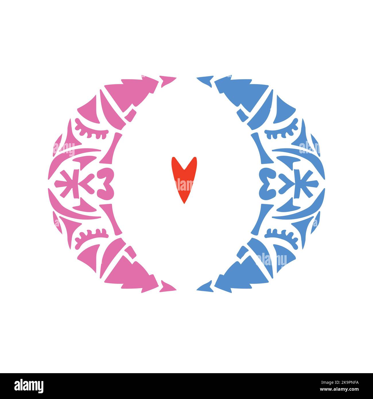 Vector image of two moons and heart symbol. Funny doodle style style ...