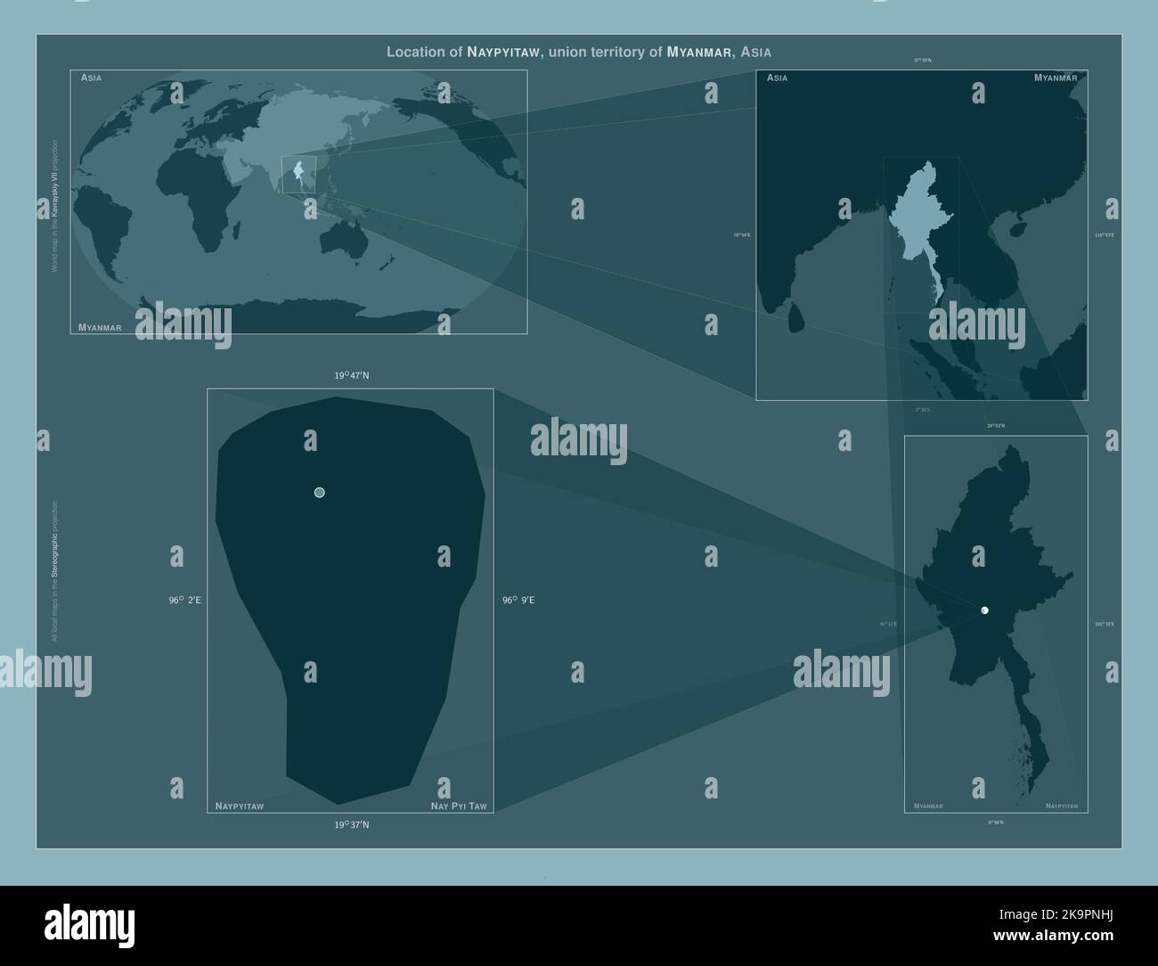 Naypyitaw, union territory of Myanmar. Diagram showing the location of ...