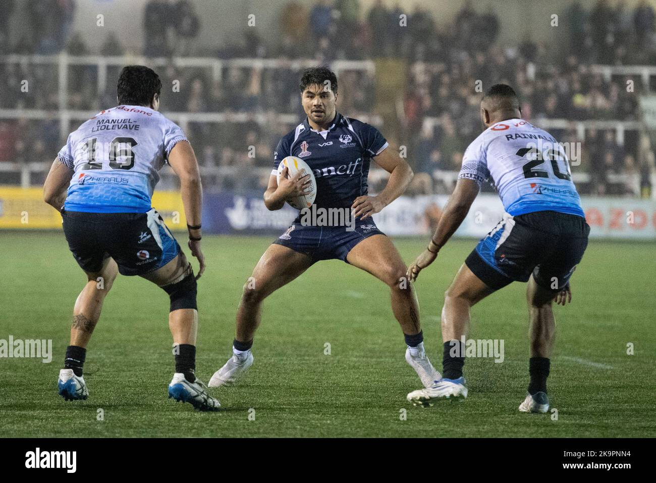 Scotland Lock James Bell looks to go between Fiji Interchange Lamar ...