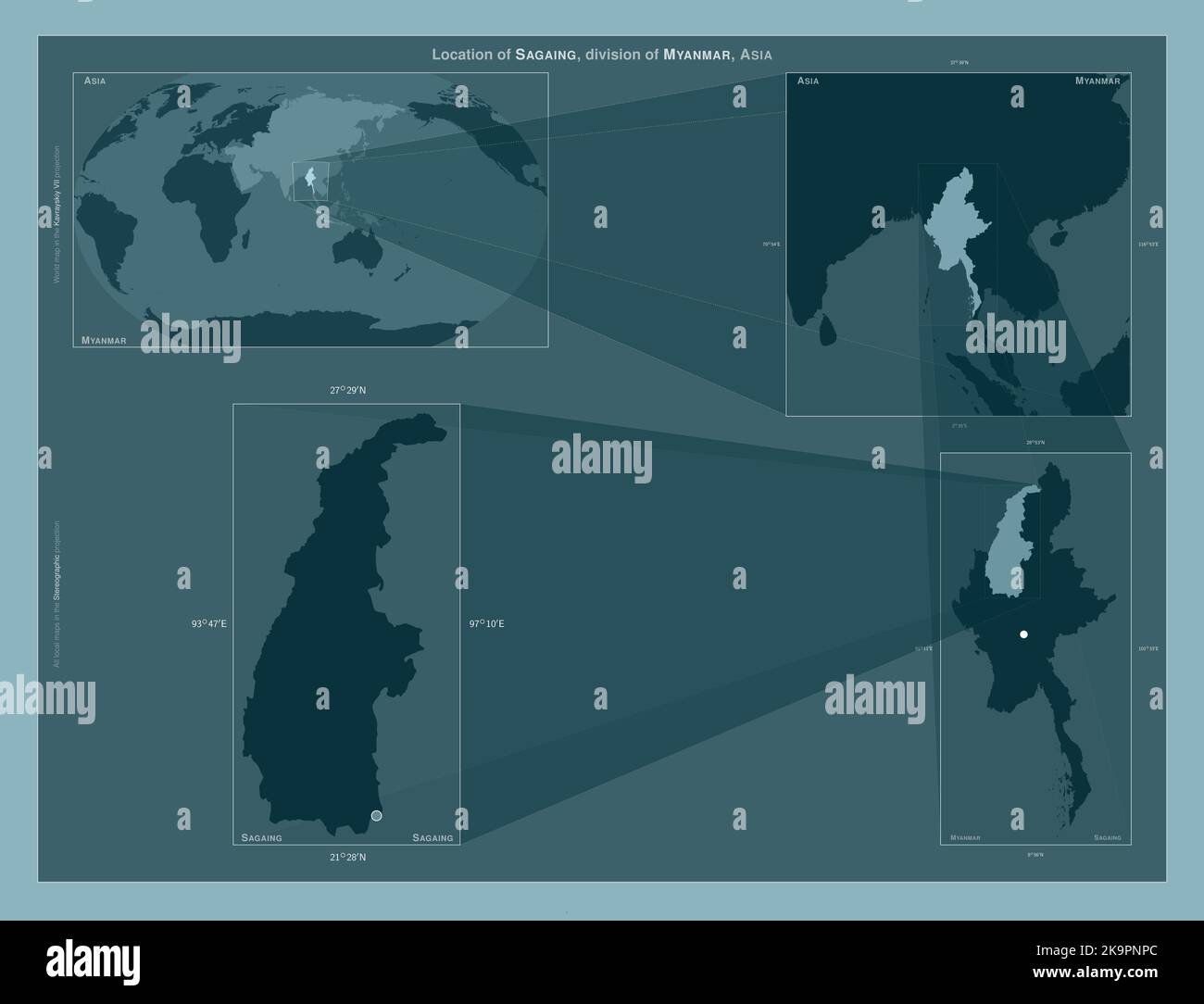 Sagaing, division of Myanmar. Diagram showing the location of the ...