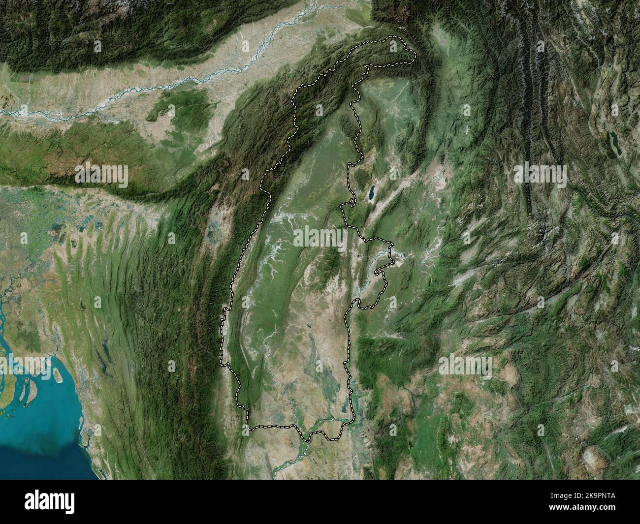 Sagaing, division of Myanmar. High resolution satellite map Stock Photo ...