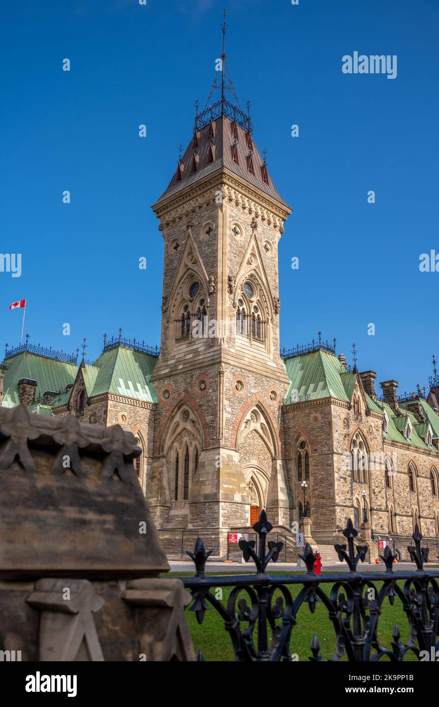 The East Block on Canada's Parliament Hill seen rising gracefully on a ...
