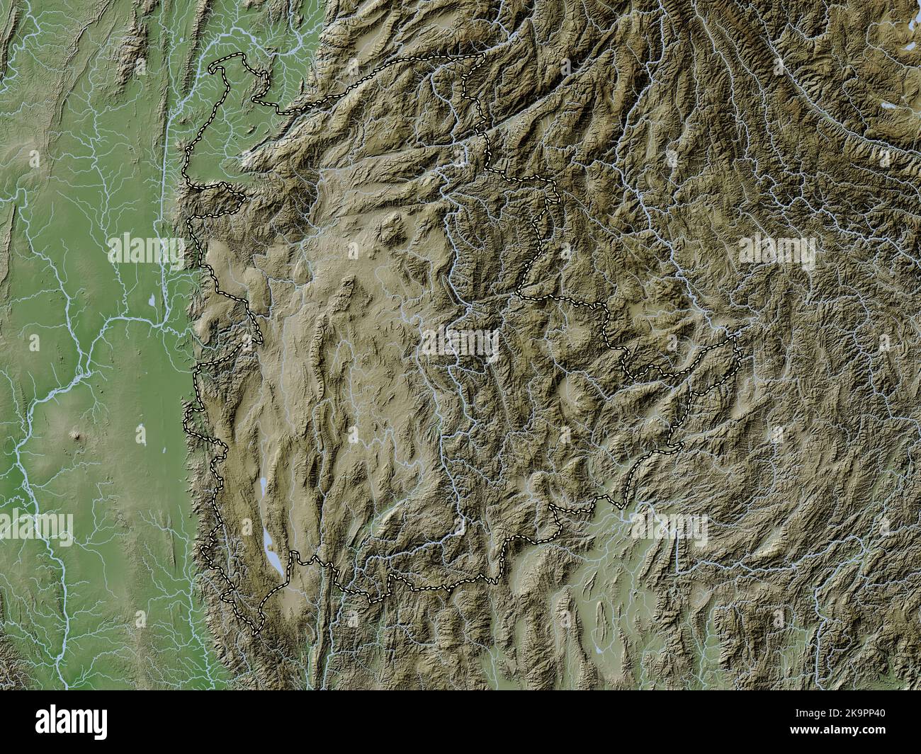 Shan, state of Myanmar. Elevation map colored in wiki style with lakes ...