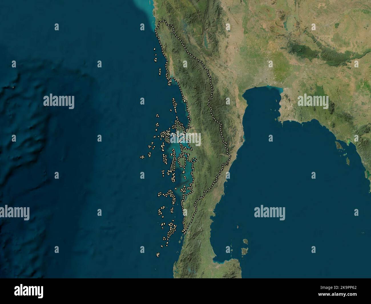 Tanintharyi, division of Myanmar. Low resolution satellite map Stock ...