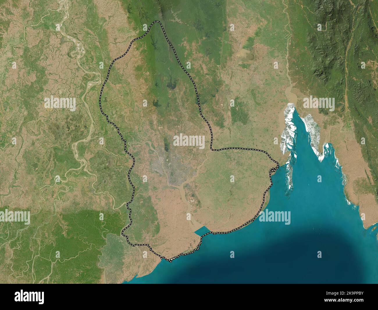 Yangon, division of Myanmar. Low resolution satellite map Stock Photo - Alamy