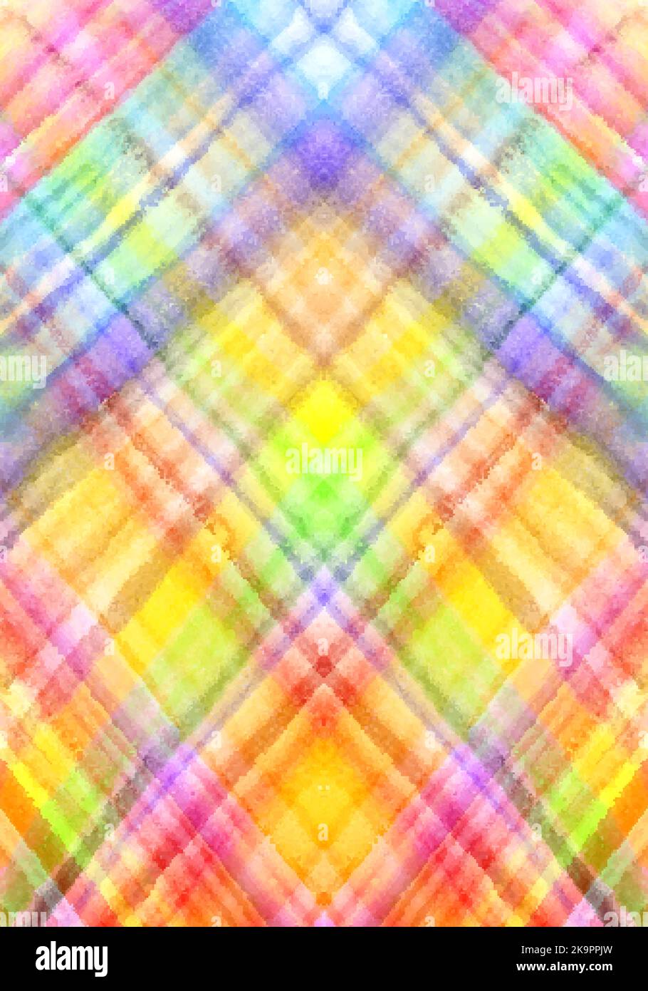 Bright geometric cells colorful decorative watercolor pattern Stock ...