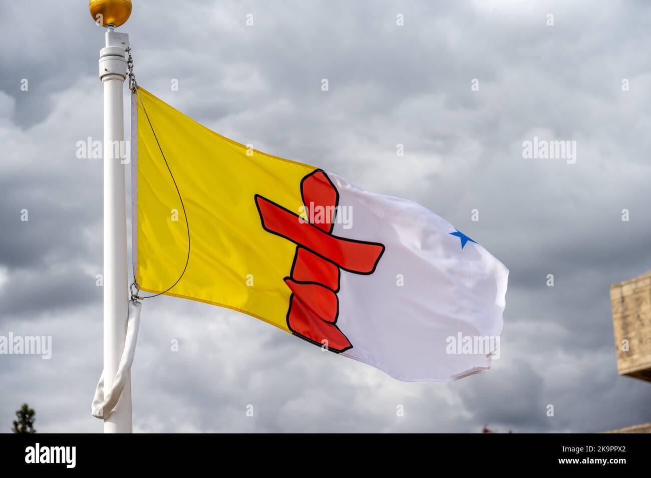 Flag of Nunavut waiving on a cloudy Canadian day Stock Photo - Alamy