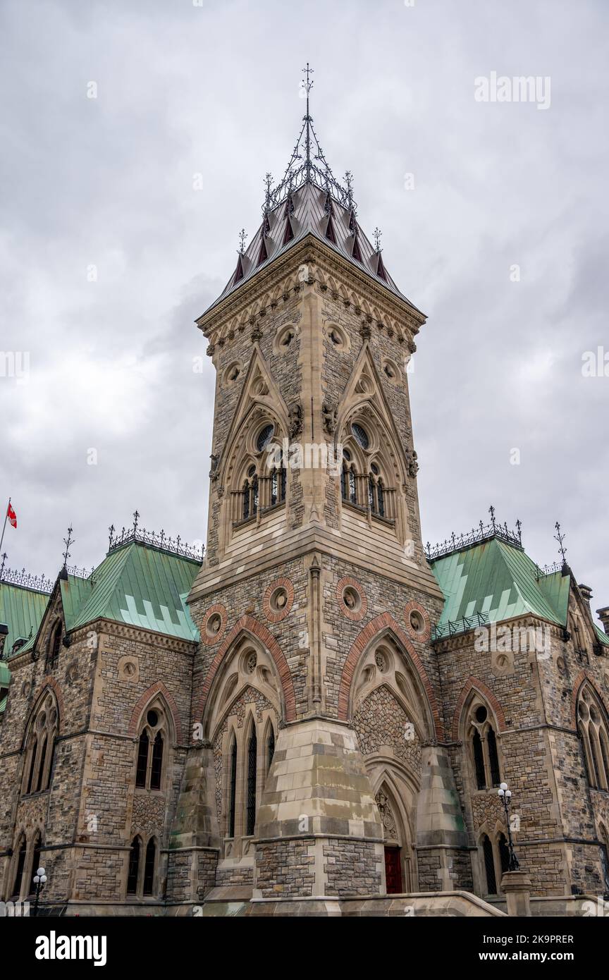 Ottawa, Ontario - October 19, 2022: Exterior facade and towers of the ...