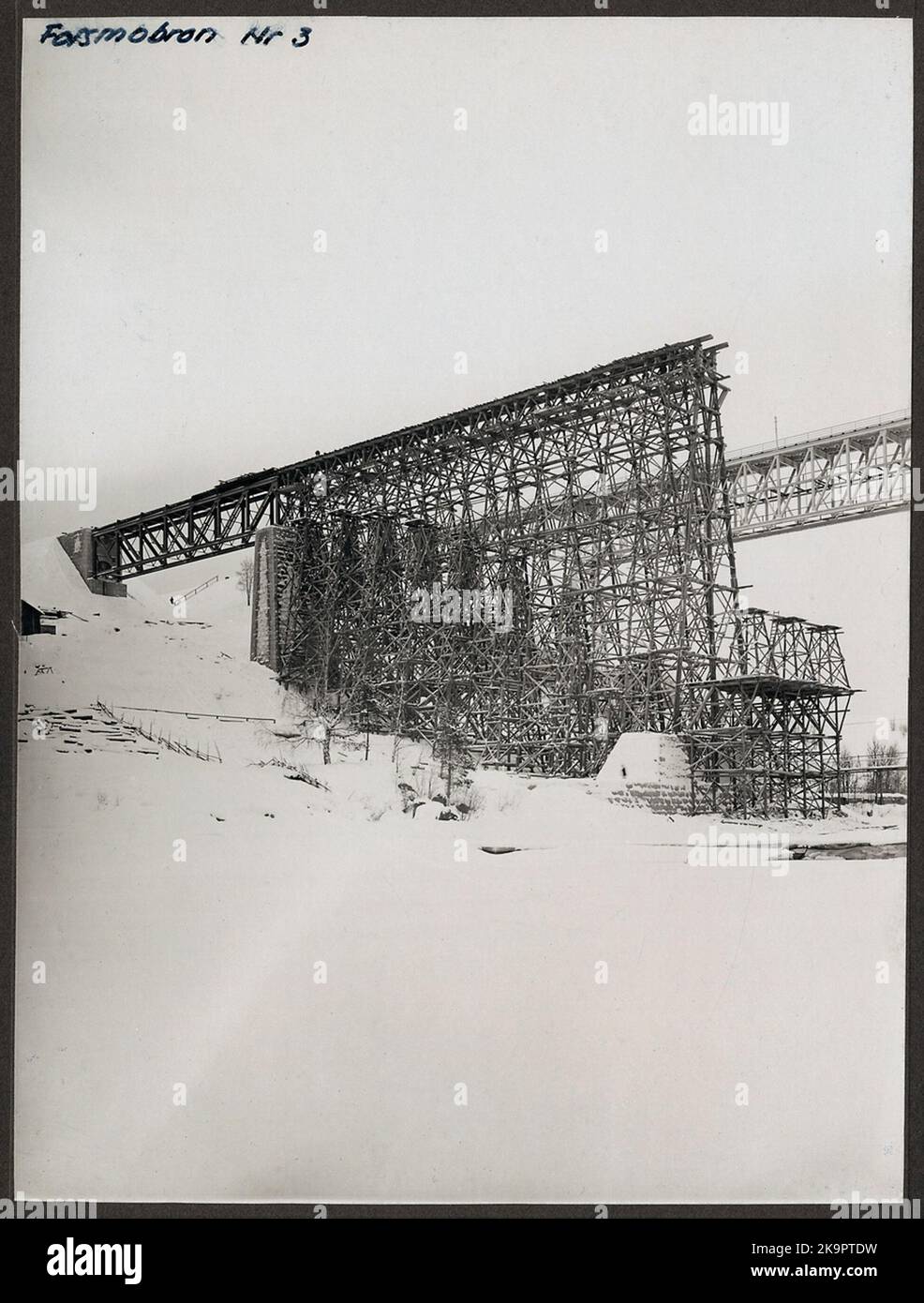 Bridge construction of the railway bridge over the Ångerman River at ...