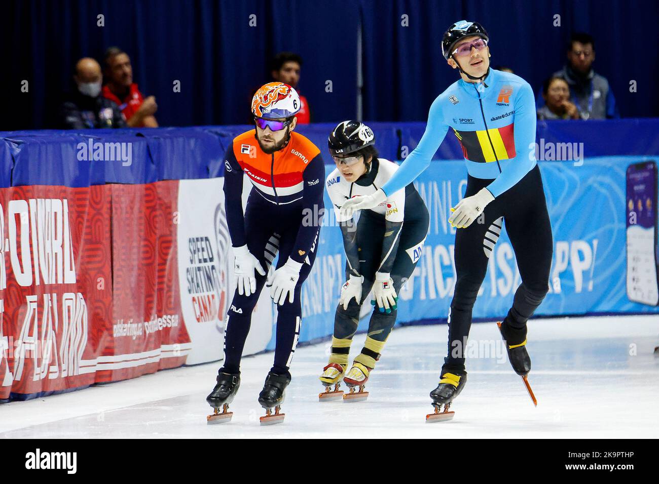 MONTREAL, CANADA - OCTOBER 29: Kosei Hayashi of Japan, Sjinkie Knegt of ...