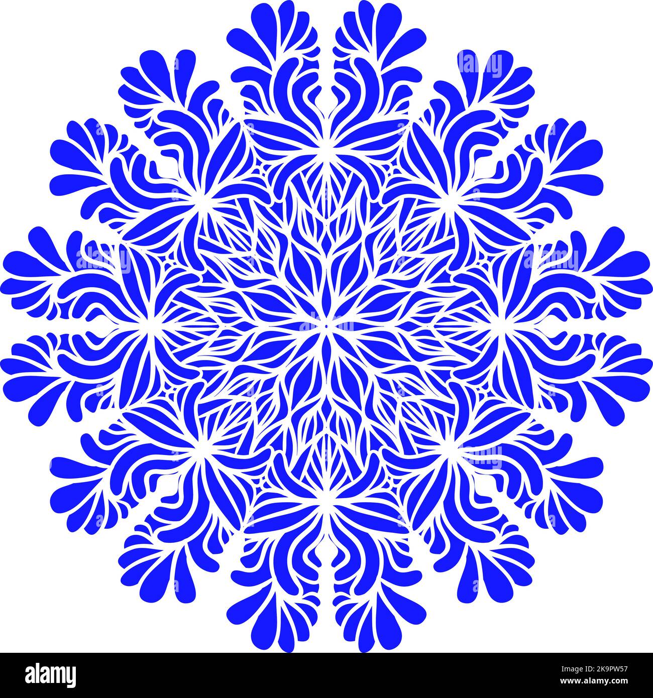 Decorative abstract black and white snowflake mandala pattern Stock ...