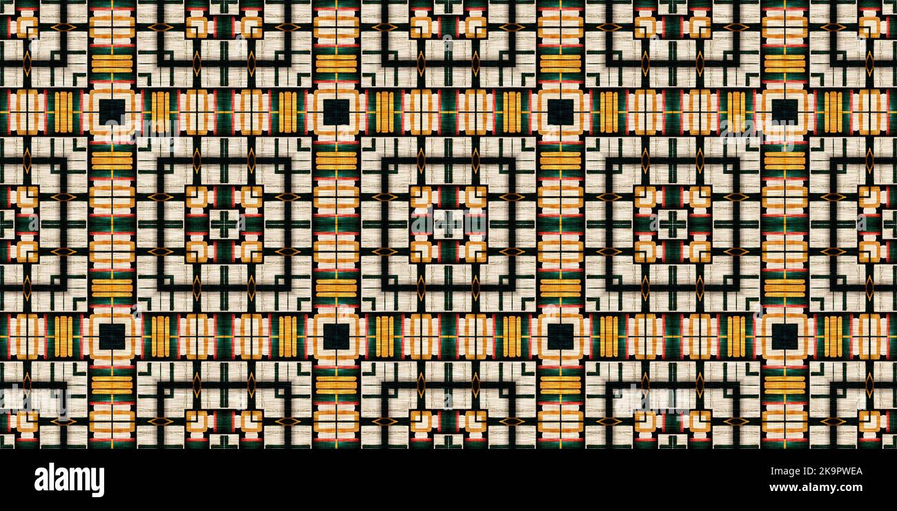 Traditional tile mosaic seamless border pattern print. Fabric effect ...