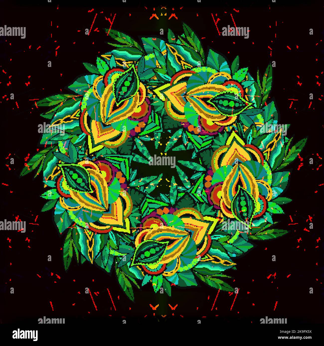 Abstract colorful background with floral wreath Stock Vector Image ...