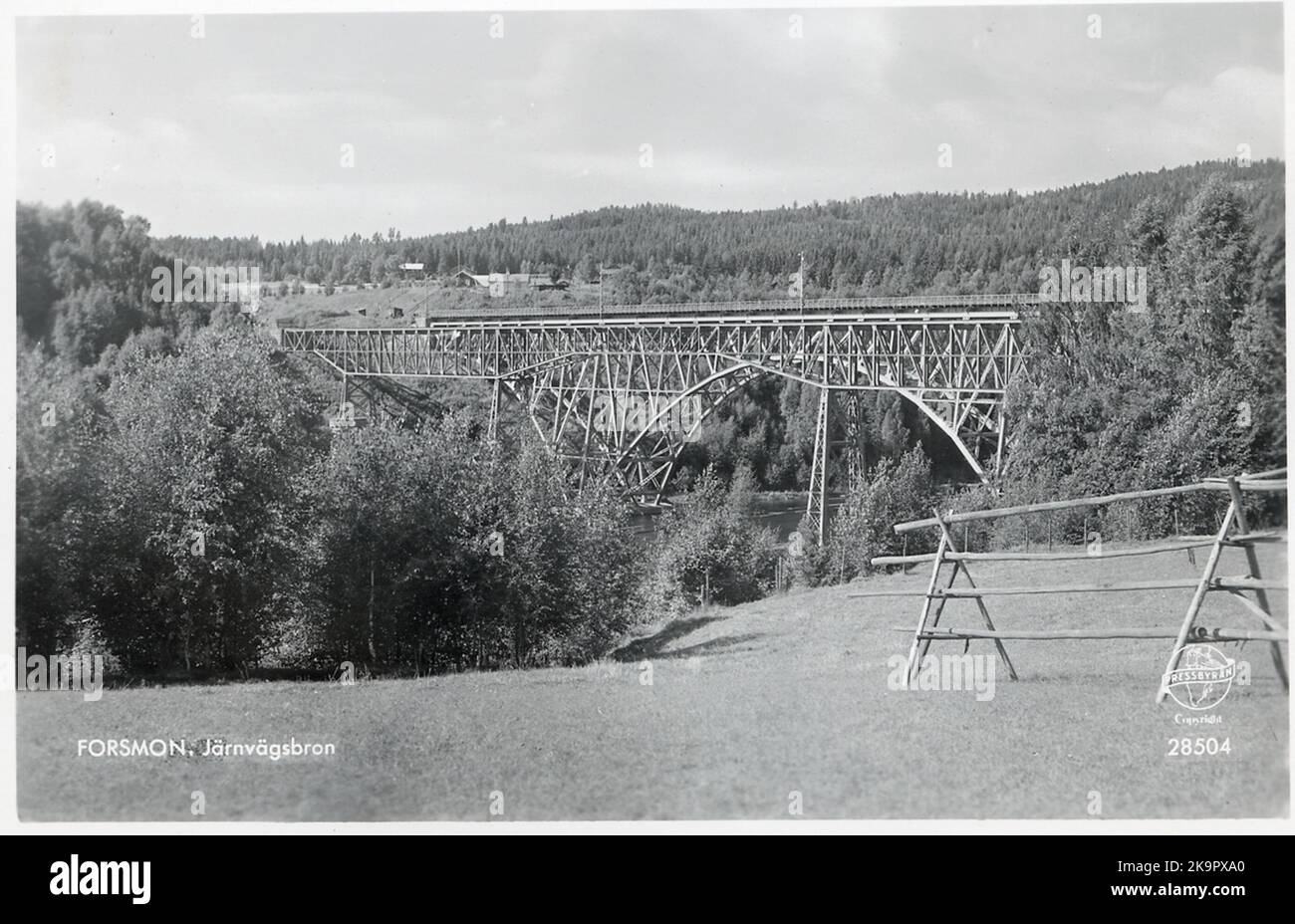 Old and new railway bridge over the Ångerman River at Forsmo Stock ...
