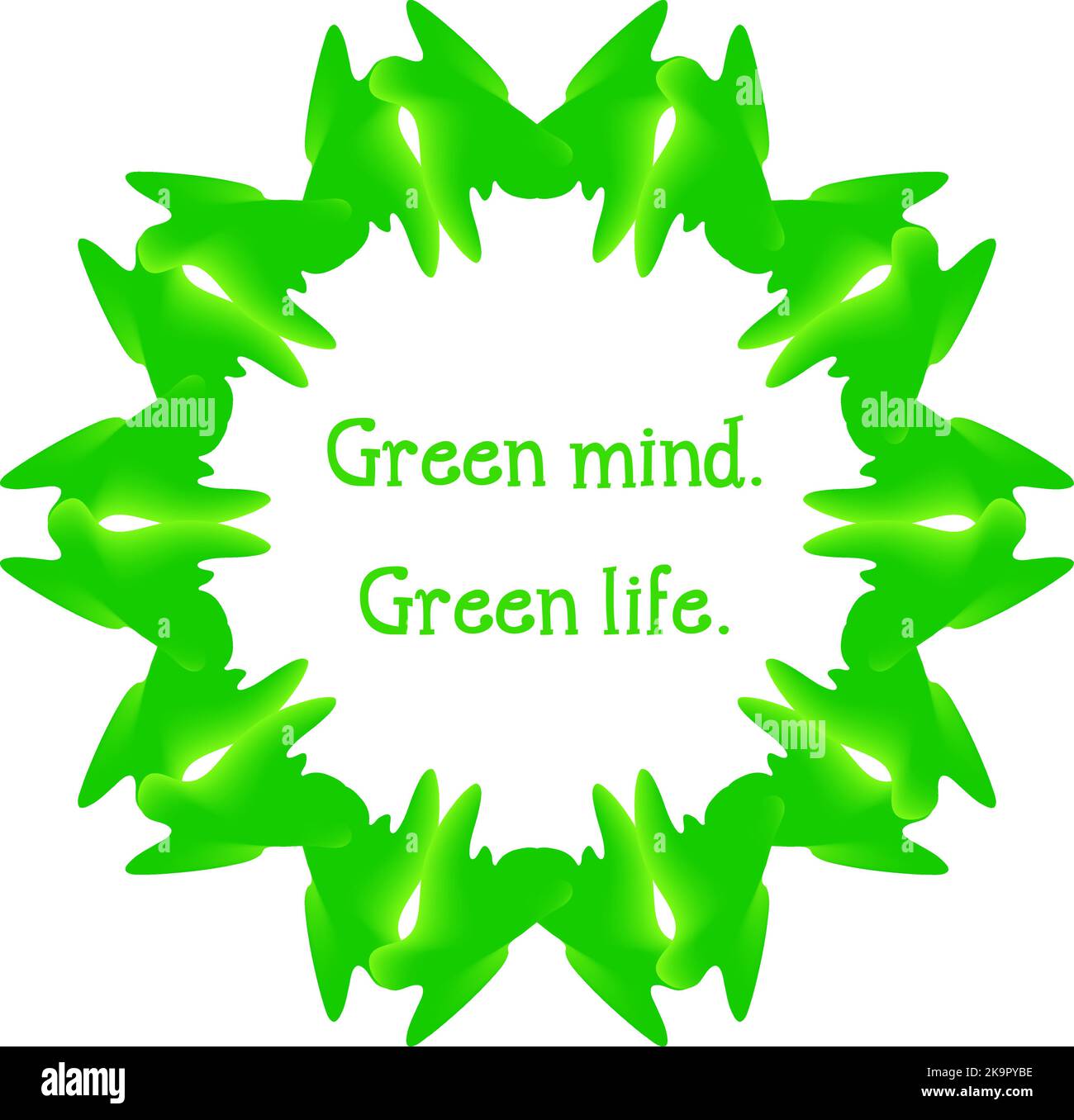 Abstract design in green colors. Environmental motifs. Green mind ...