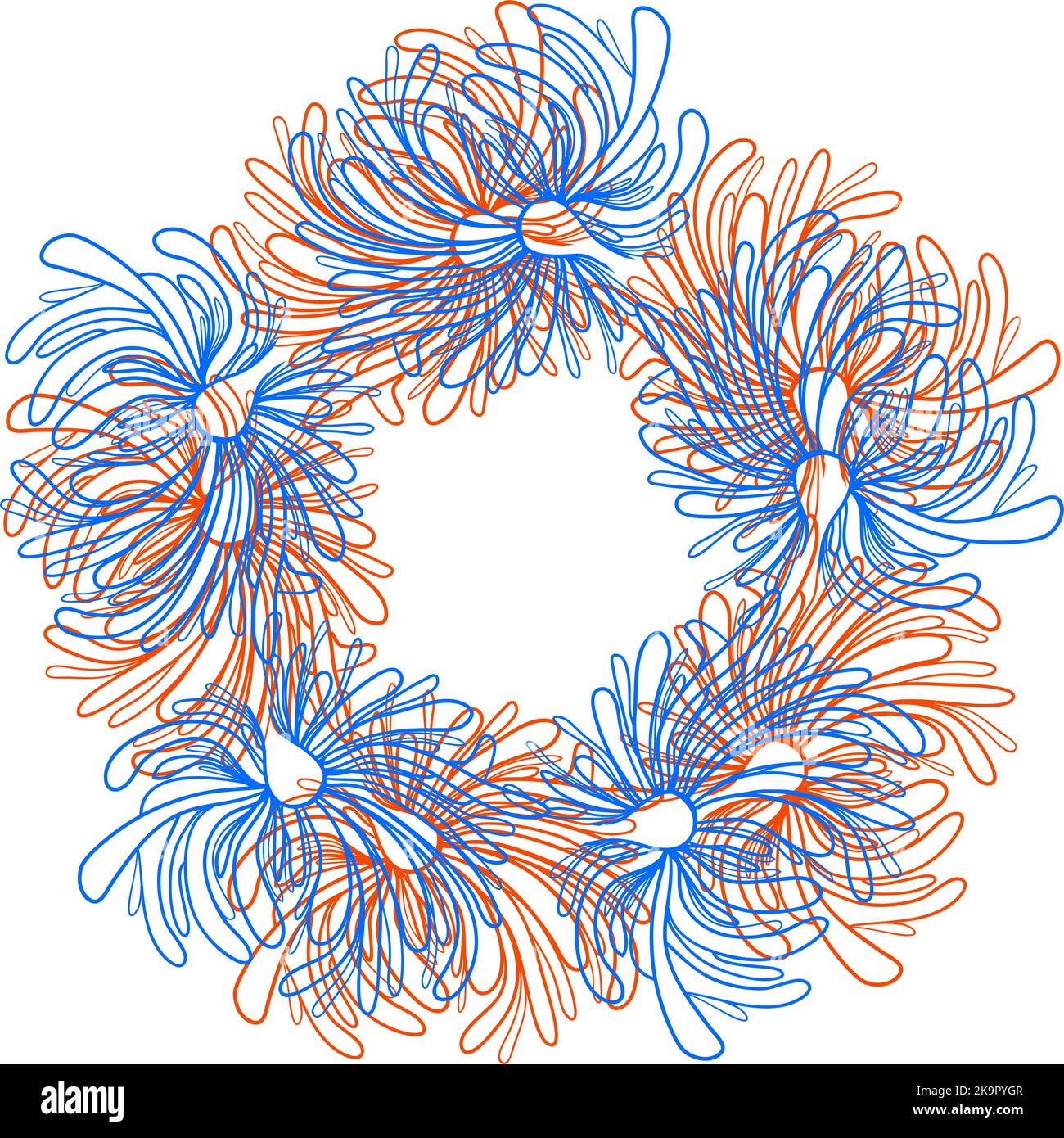 Hand drawn vector illustration. Floral frame with curly decorative ...