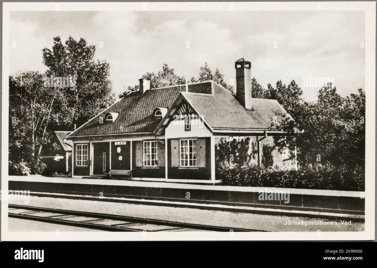 Track side of station and station house with part of platform in ...