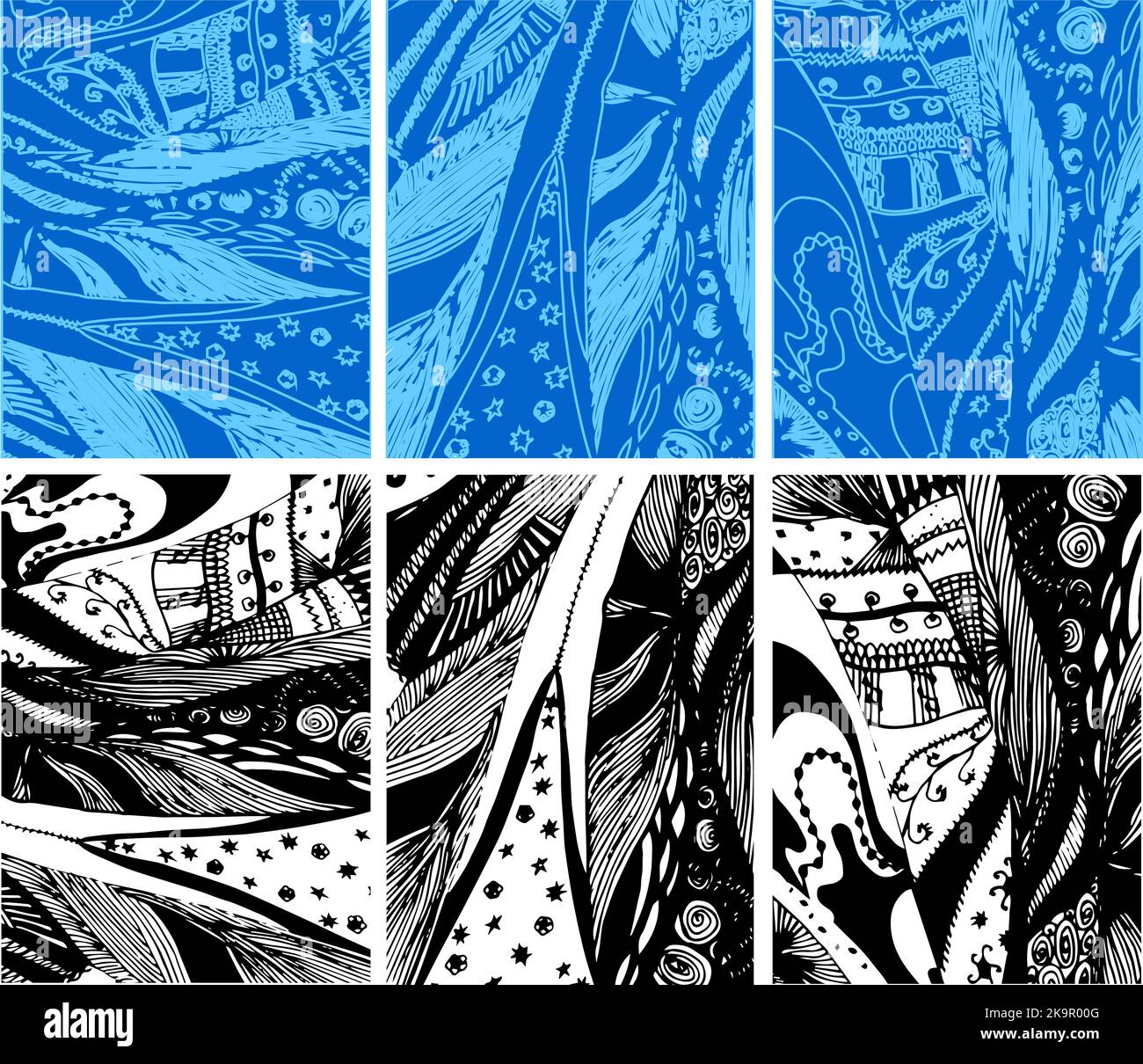 Doodle abstract ornamental backgrounds, vector set. Design elements ...