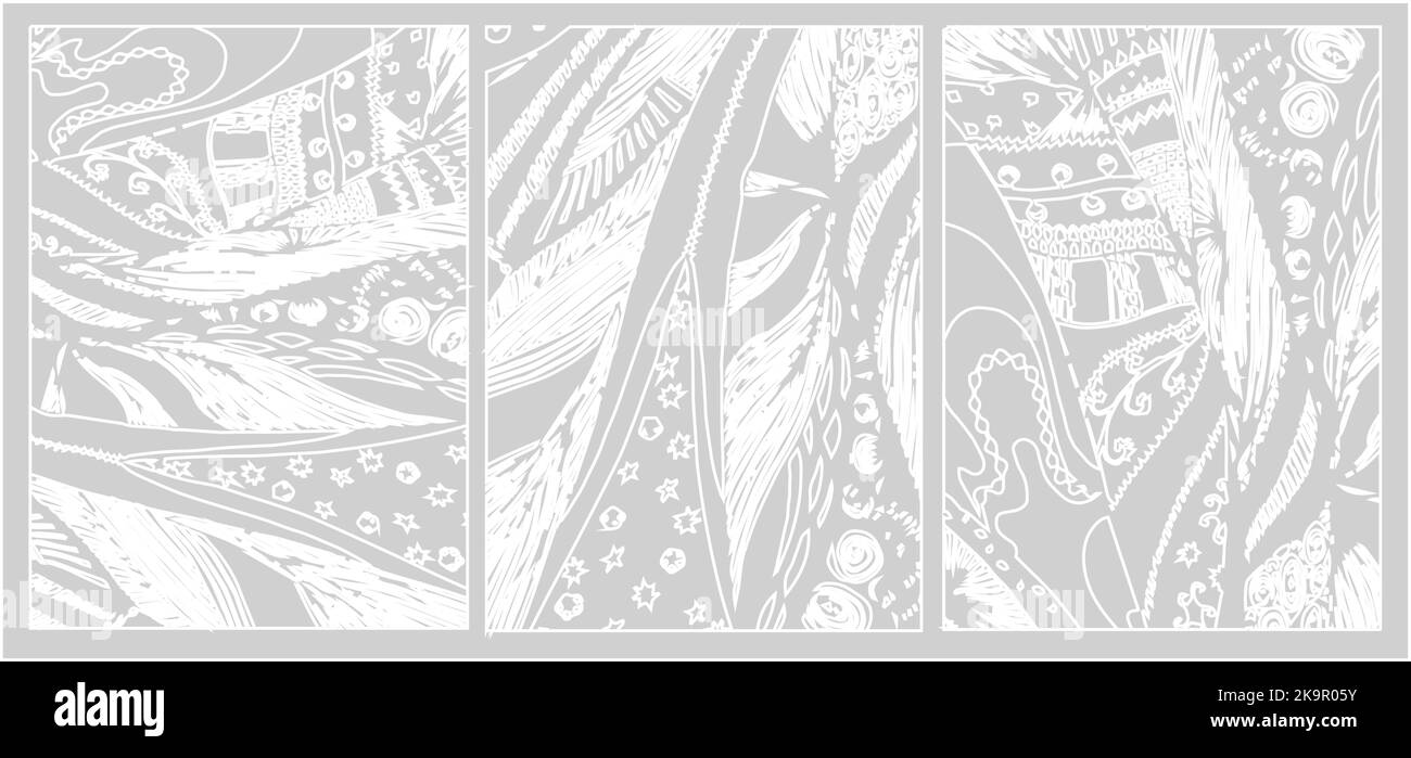 Doodle abstract ornamental backgrounds, vector set. Design elements ...