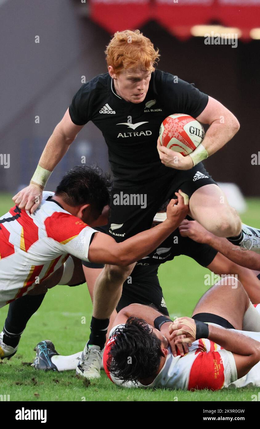 Tokyo, Japan. 29th Oct, 2022. New Zealand's scrum half Finlay Christie ...