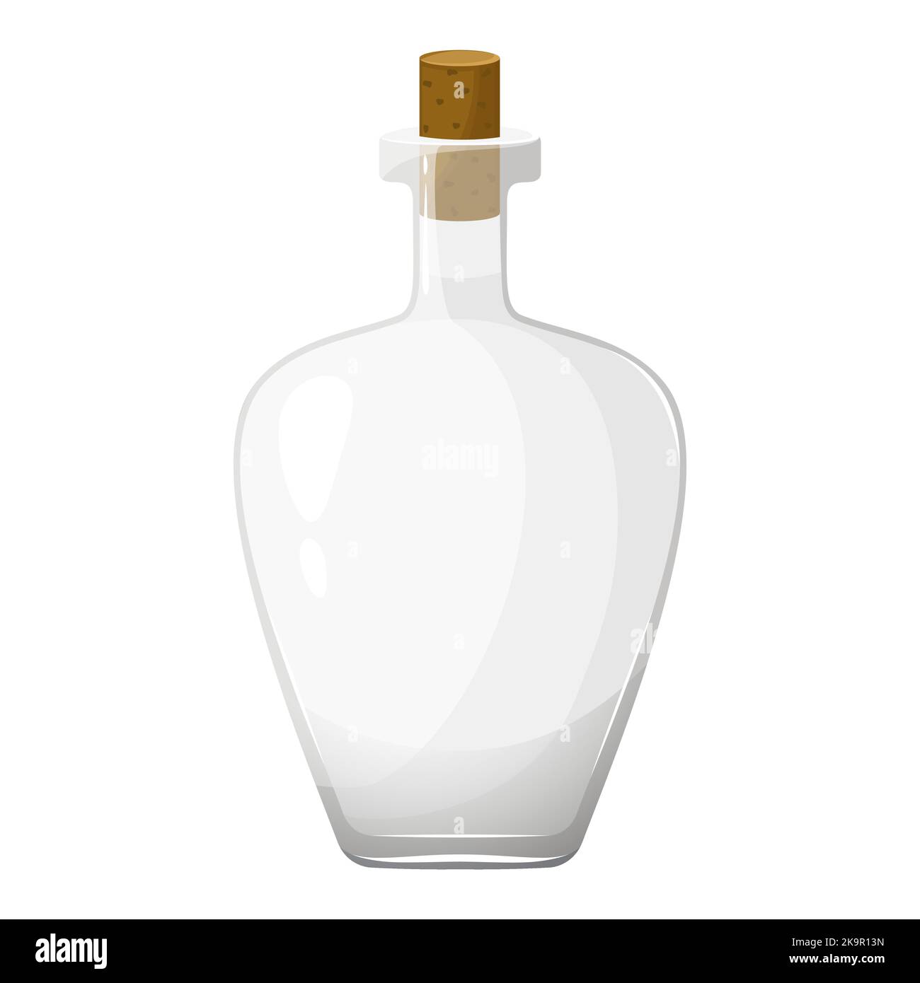 Empty glass bottle with cork stopper for water, wine or oil. Magic ...
