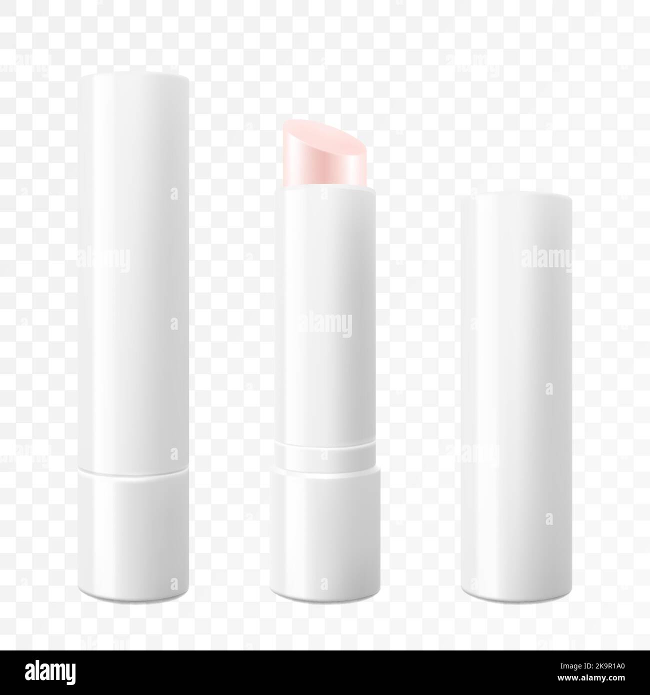 Tube of lip balm stick, hygienic lipstick packaging set, isolated ...
