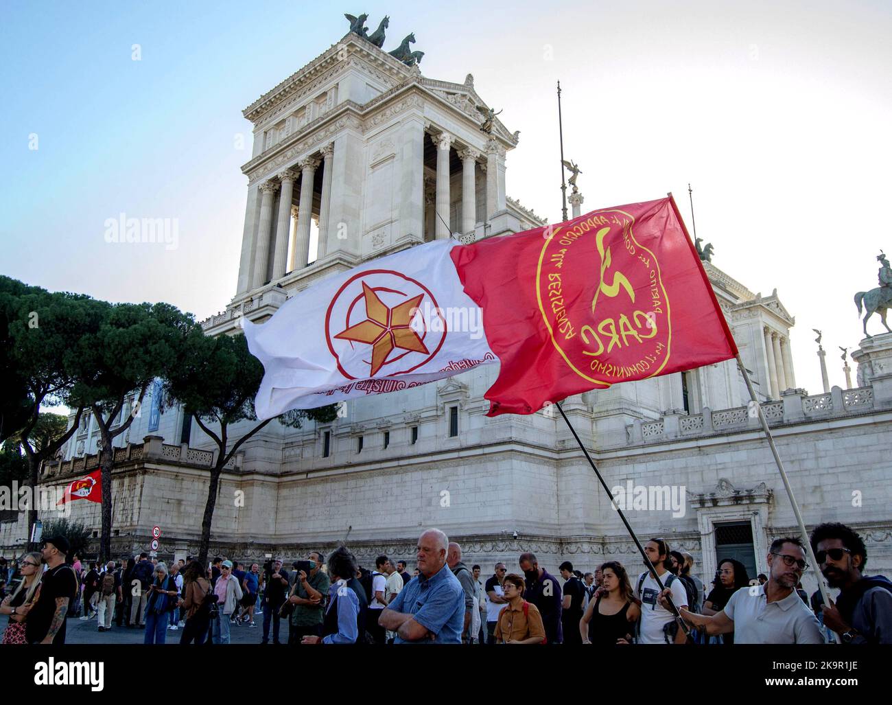 Rome, Italy. 29th Oct, 2022. Anti-fascist garrison in Piazza Venezia on ...