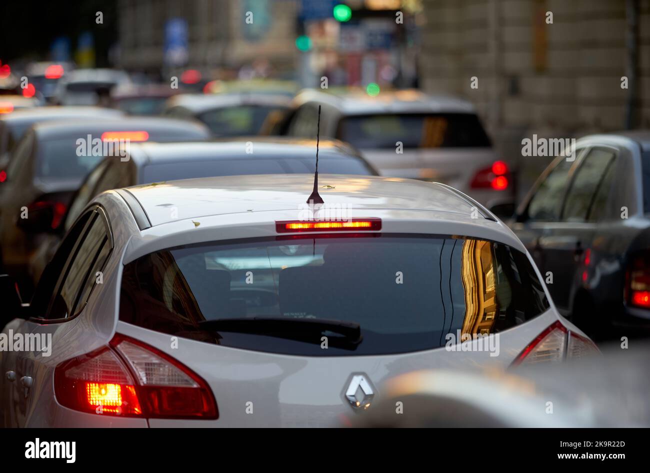Bucharest, Romania - October 18, 2022: Cars in traffic at rush hour on ...
