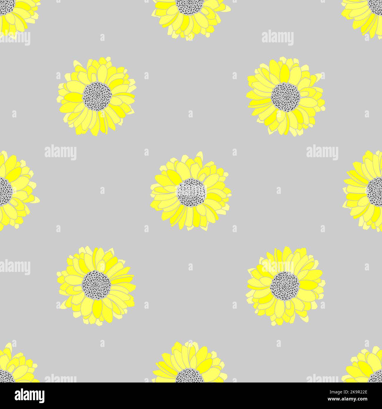 Seamless floral vector pattern in grey and yellow colors Stock Vector ...