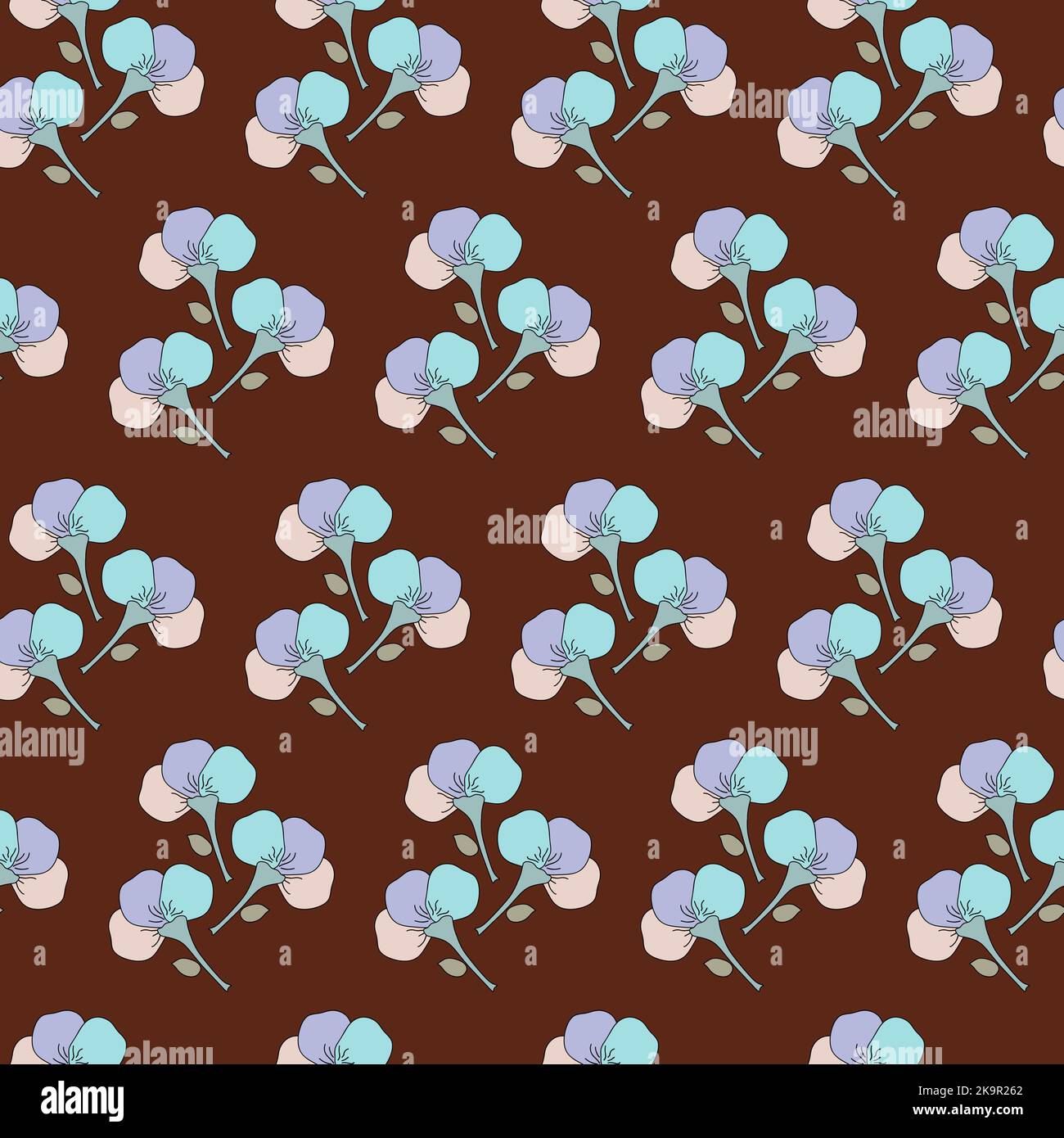 Background with flowers from multi-colored petals on a brown background ...