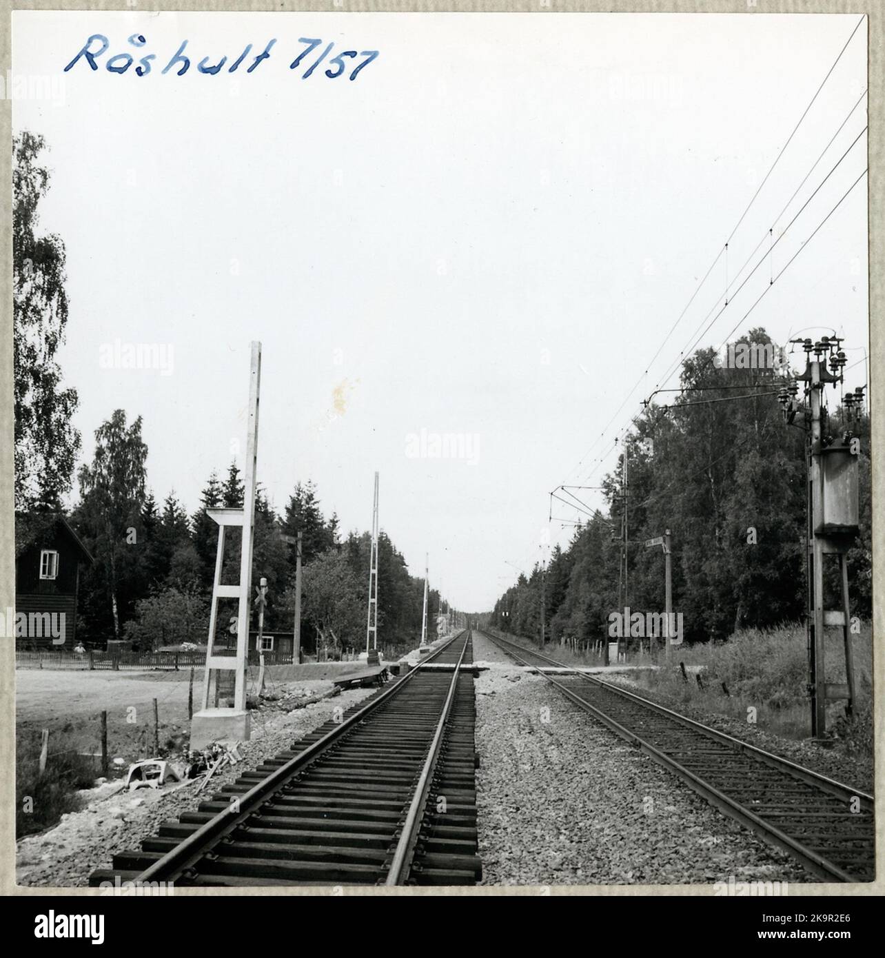 Railway crossing in Råshult, on the route between Diö and Möckeln Stock ...