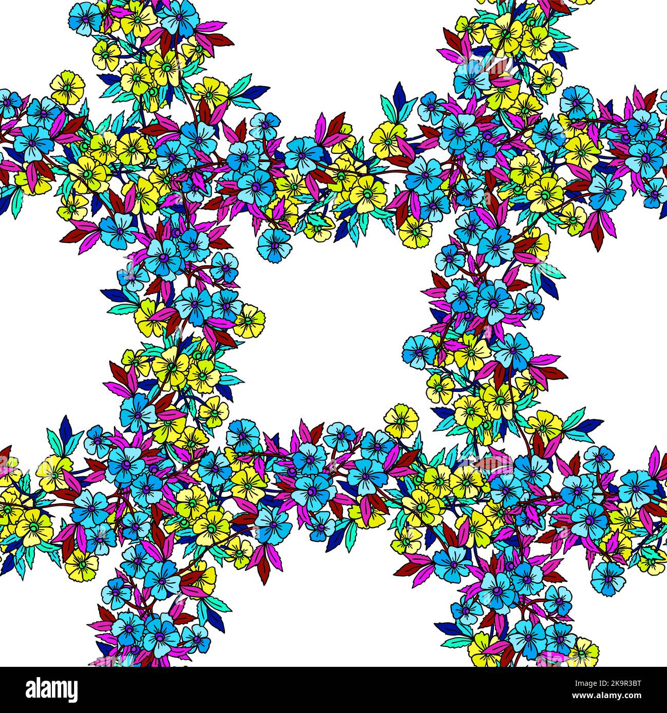Abstract seamless vector pattern with colorful spring flowers Stock ...