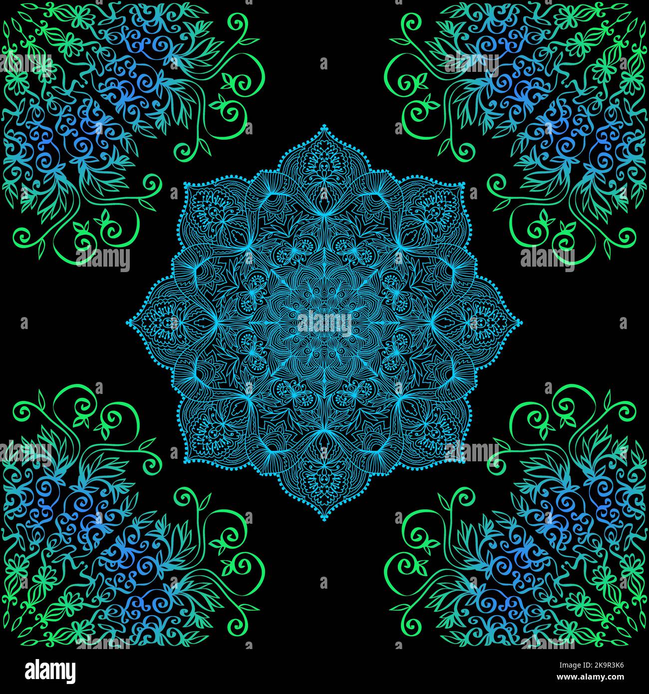 Abstract seamless vector background. Mandala doodle pattern with hand ...