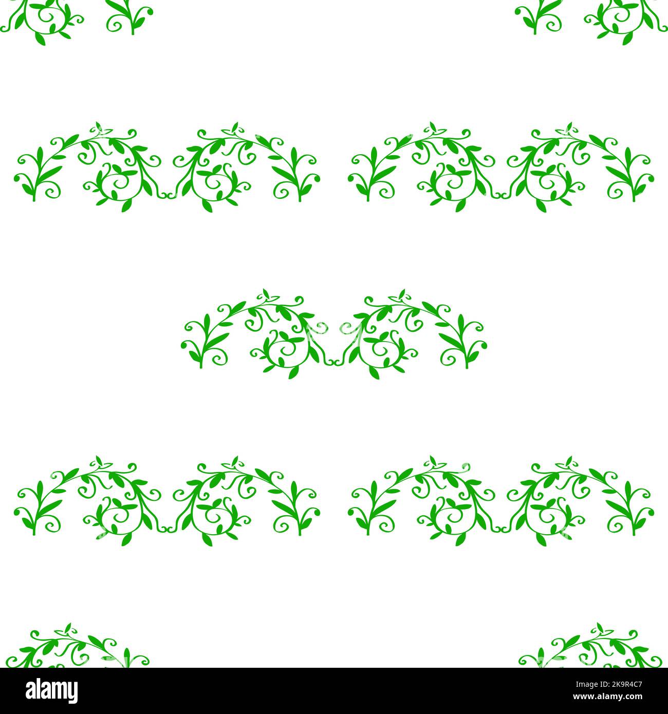 Abstract seamless background with green herbal motifs, vector ...