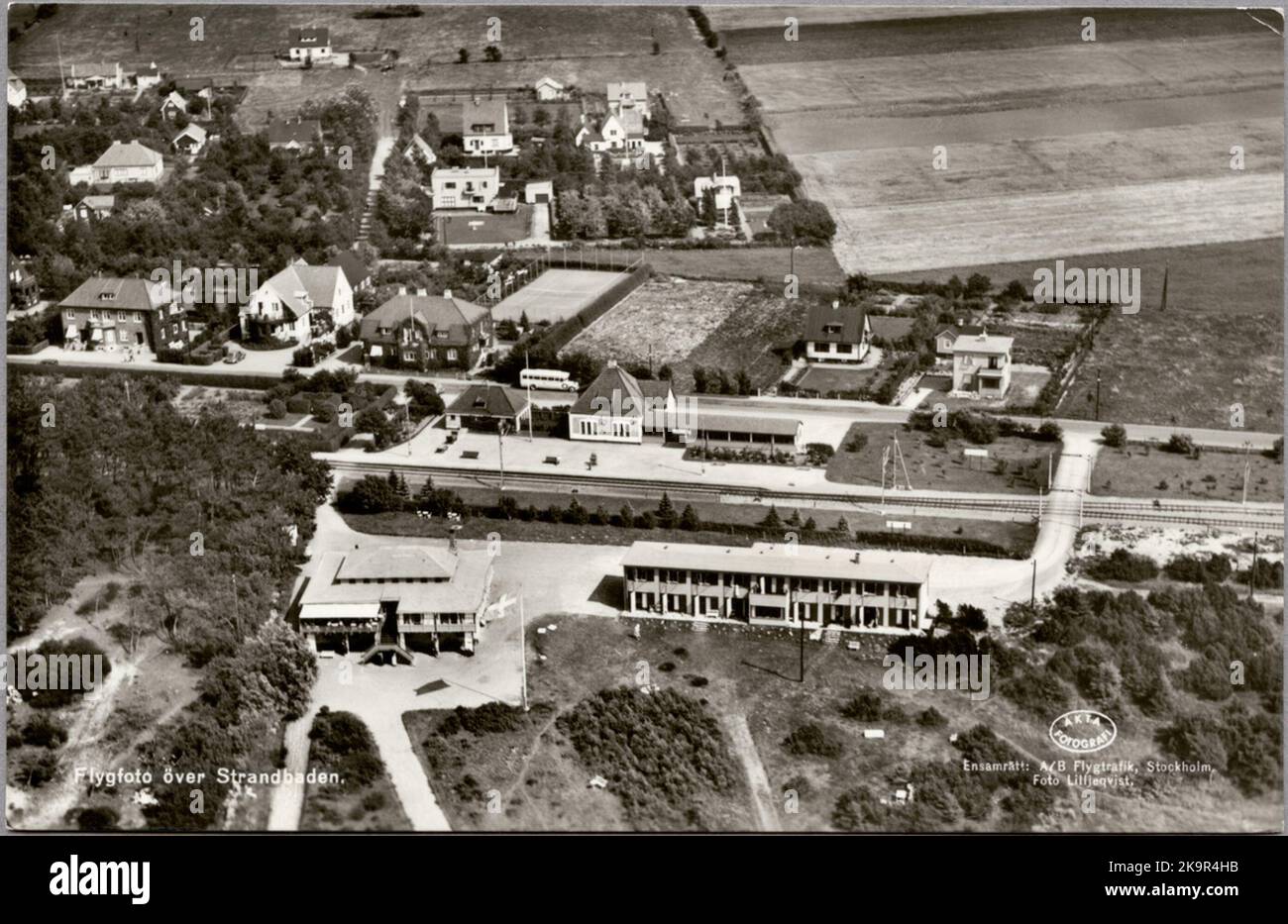 Aerial photo over Strandbaden station and its surroundings Stock Photo ...