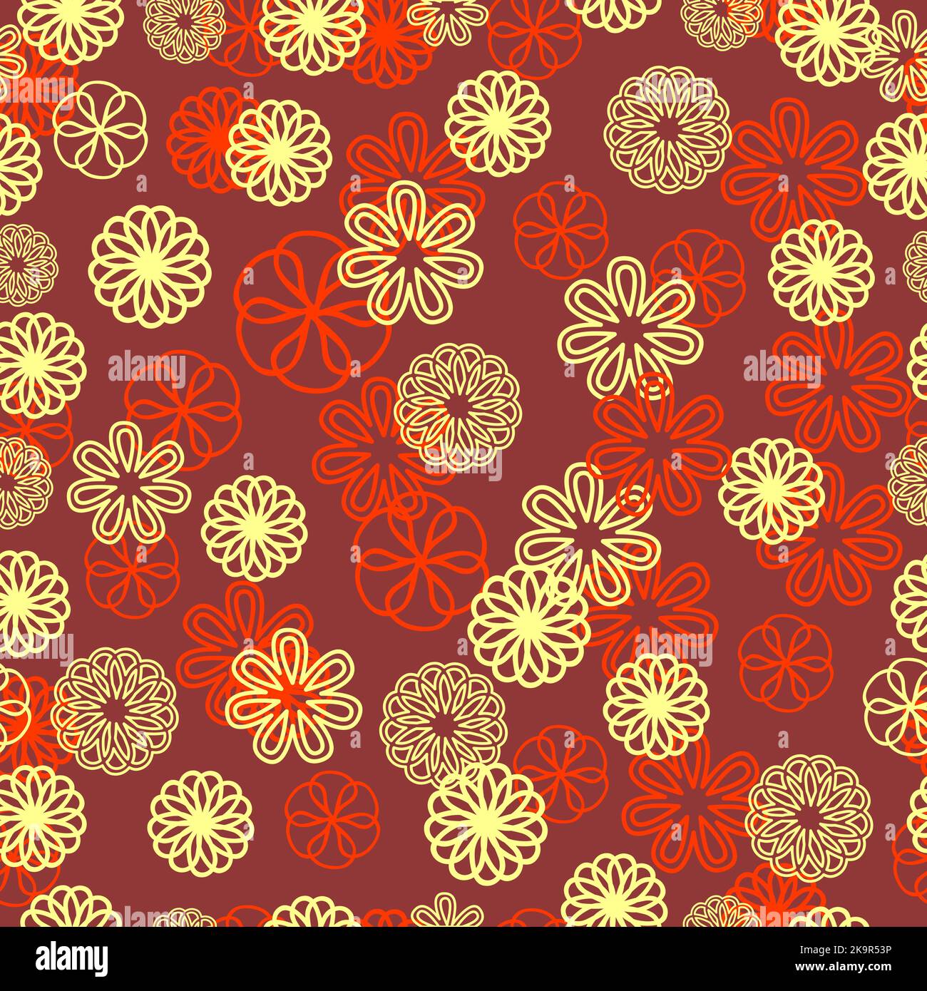 Seamless vector vintage pattern with bright stylized flowers Stock ...
