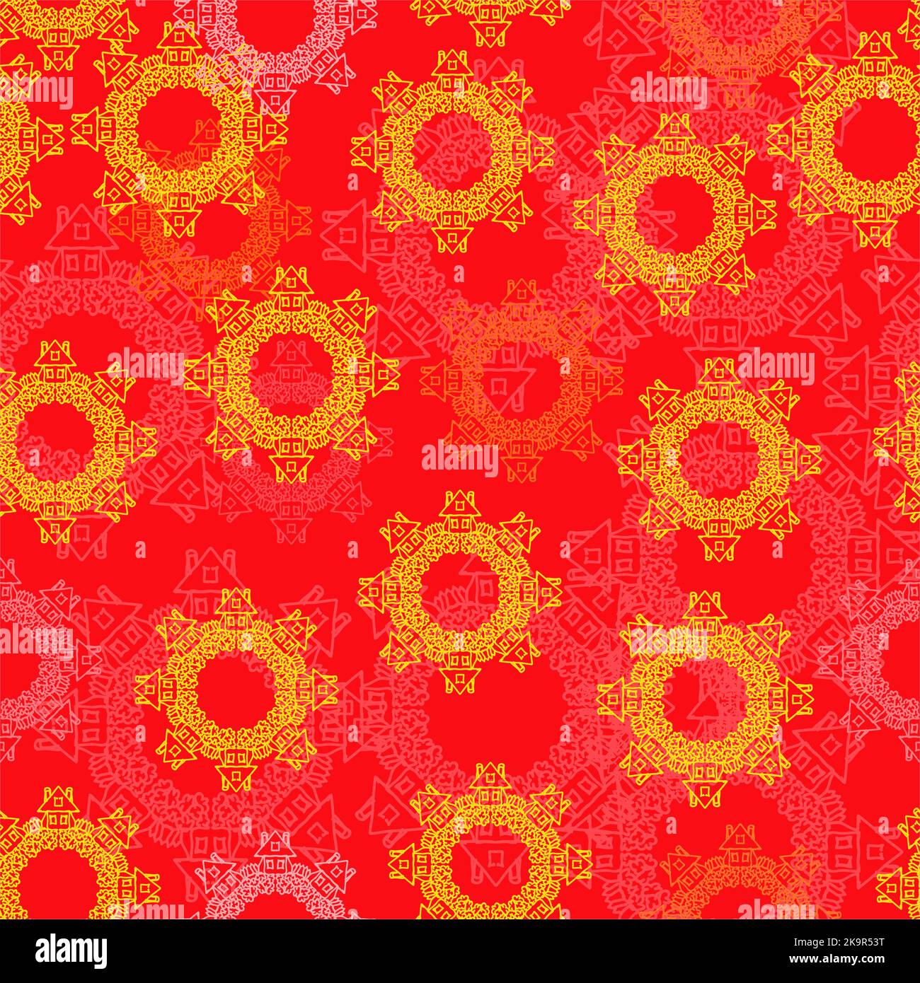 Vector decorative seamless pattern with herbal and floral motifs Stock ...