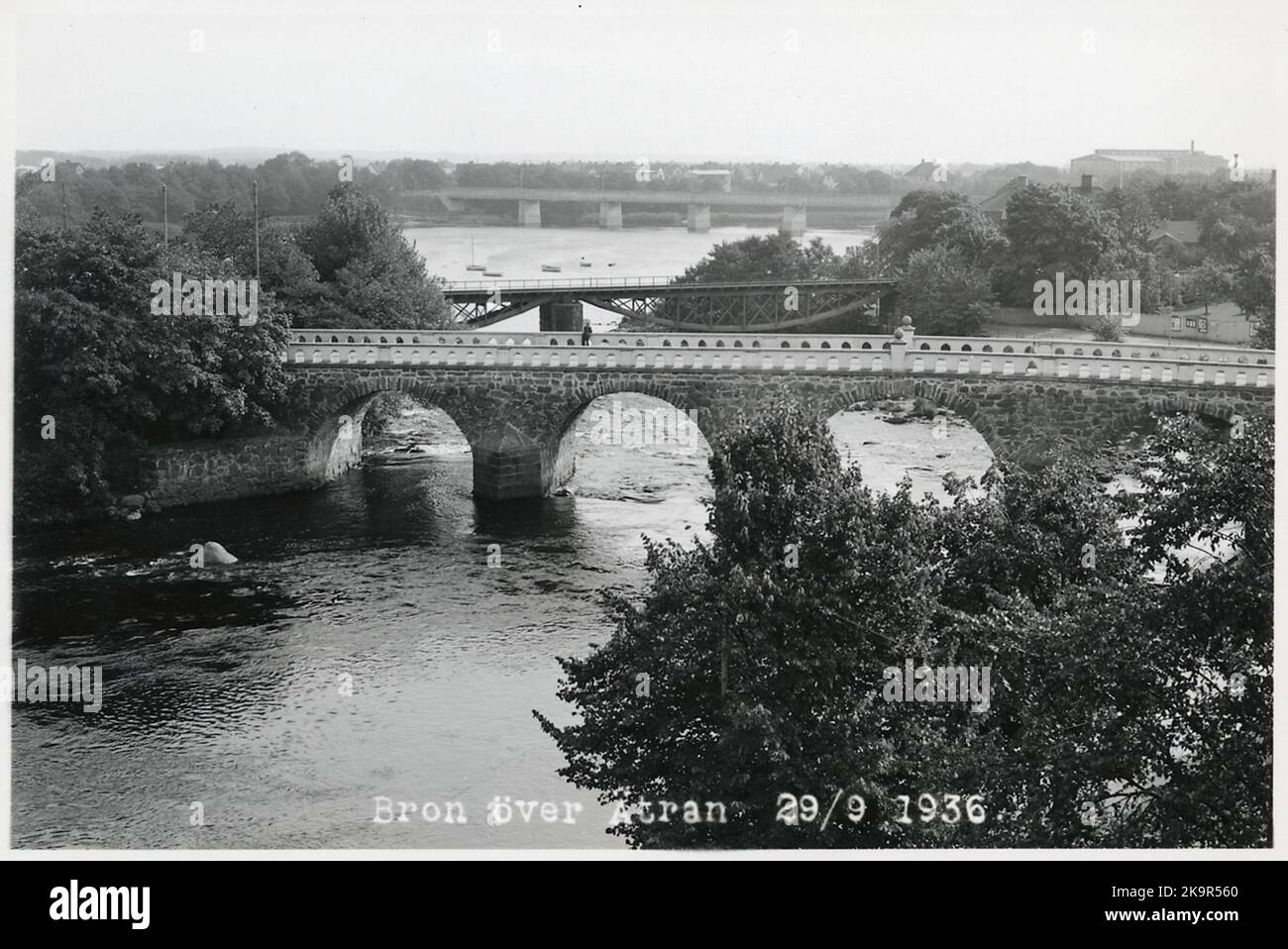 Three bridges over Ätran in Falkenberg. Nearest in the picture Tullbron ...