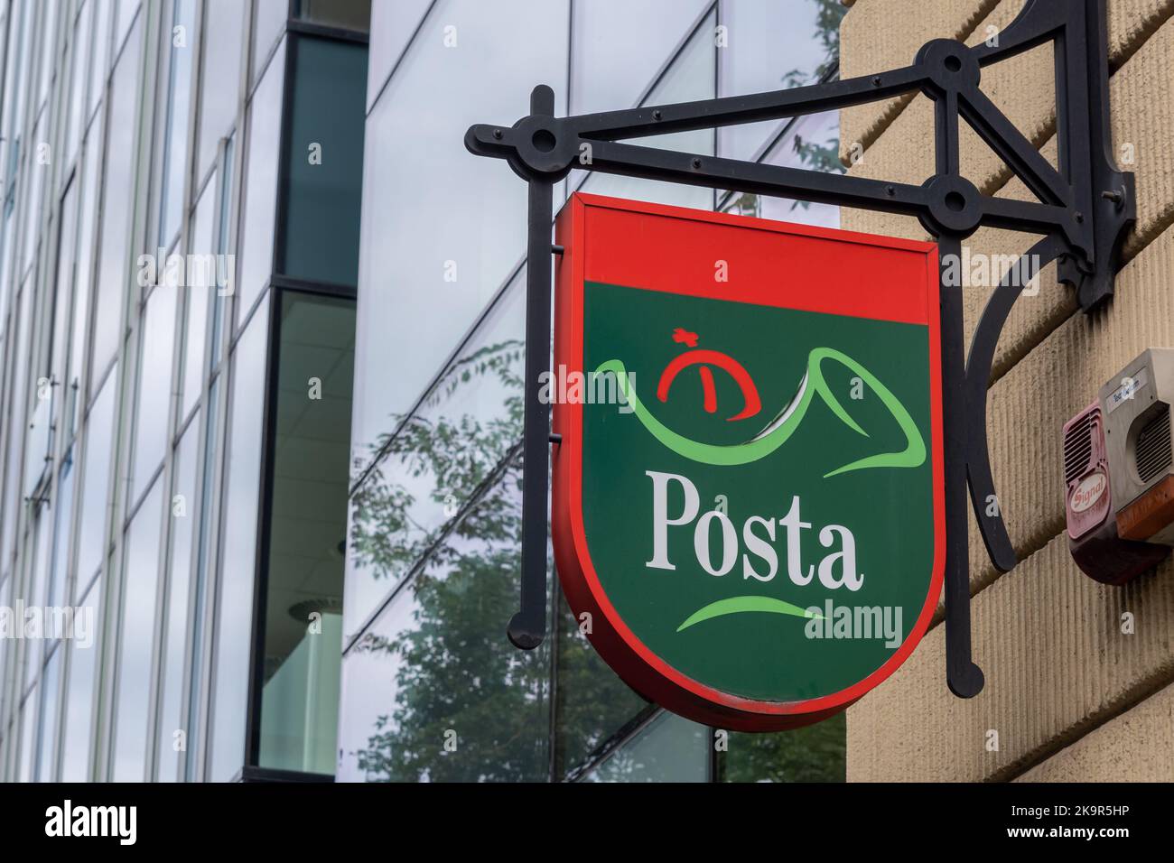 Budapest, Hungary - 2 September 2022: Logo of Hungarian Post (Magyar ...