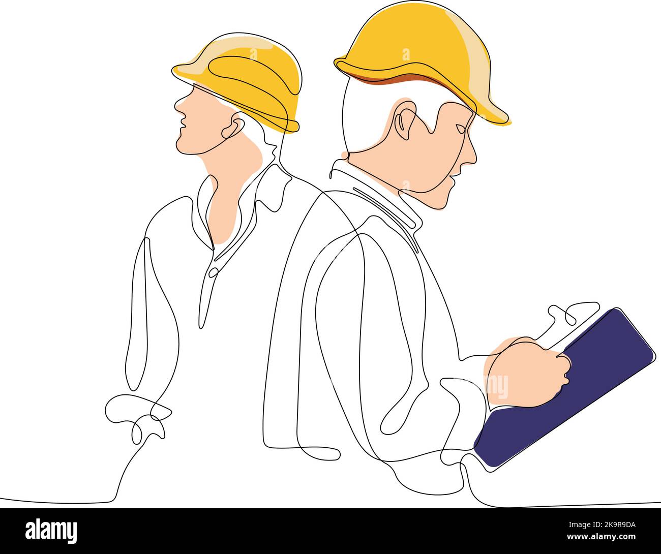 construction manager and engineer working on building site. Vector ...