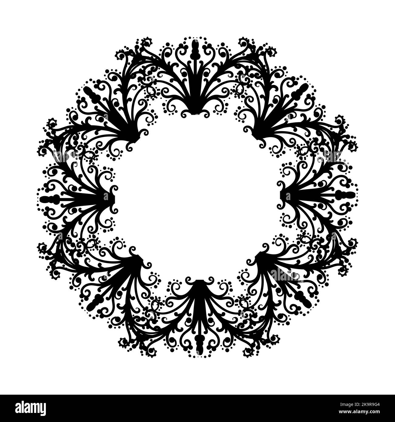 Round floral ornament. Vector beautiful wreath. Design for invitation ...