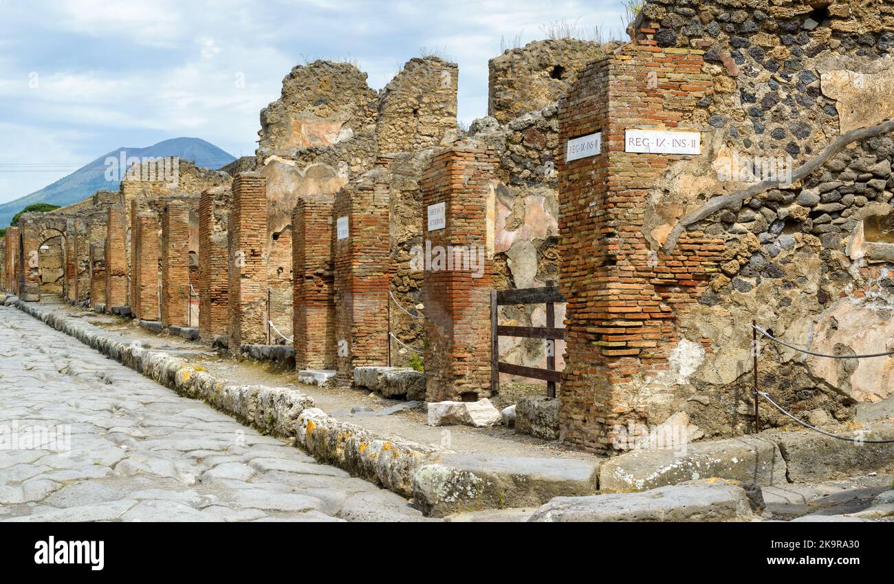 Pompeii near Naples, Italy. Pompeii is Ancient Roman city died from ...