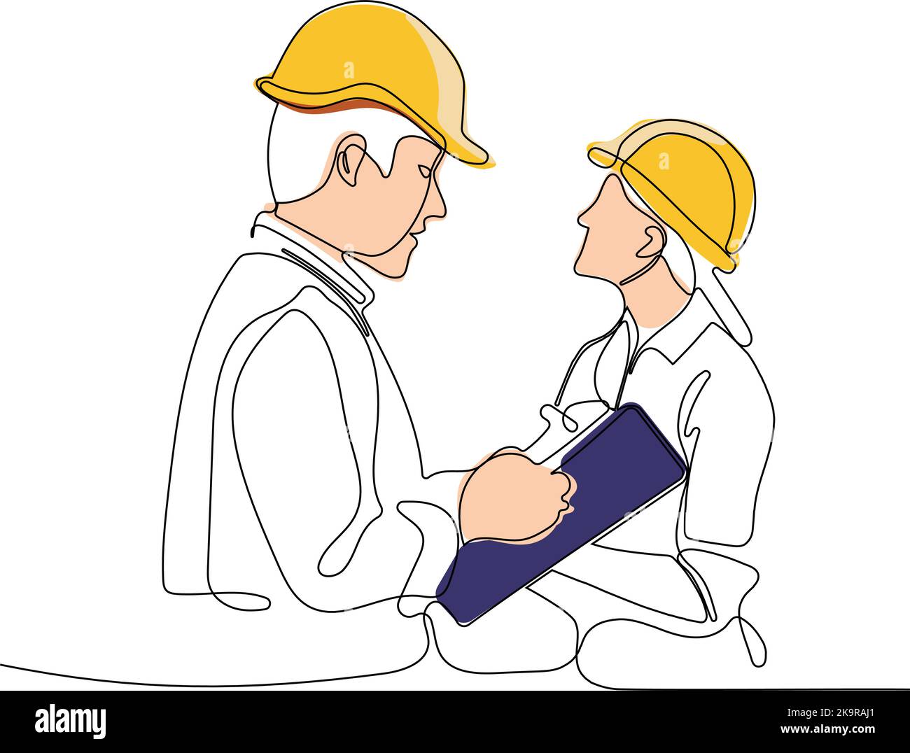 construction manager and engineer working on building site. Vector ...