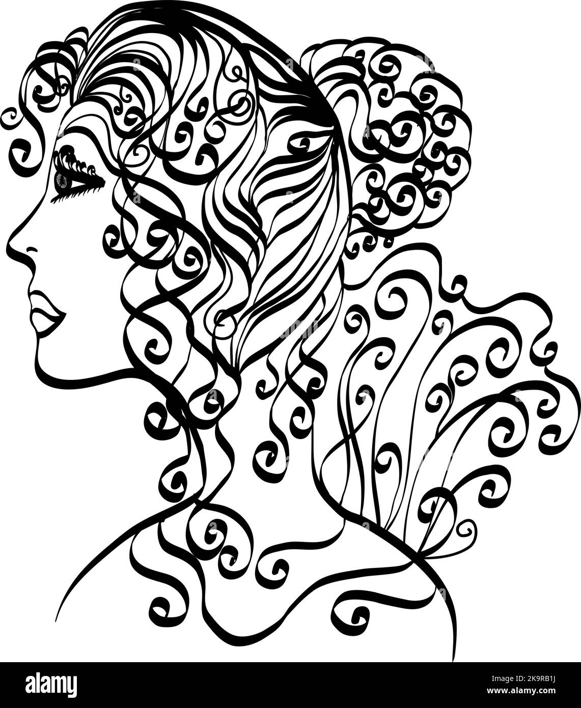 Hand drawn fashion girl portrait, vector illustration Stock Vector ...