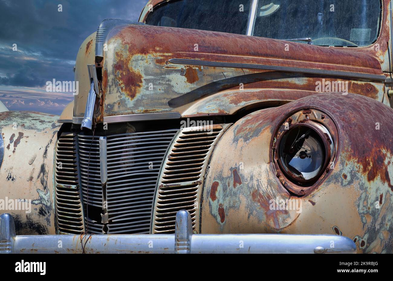 Patina Rust in the hot New Mexico sun with another desert rain storm on ...