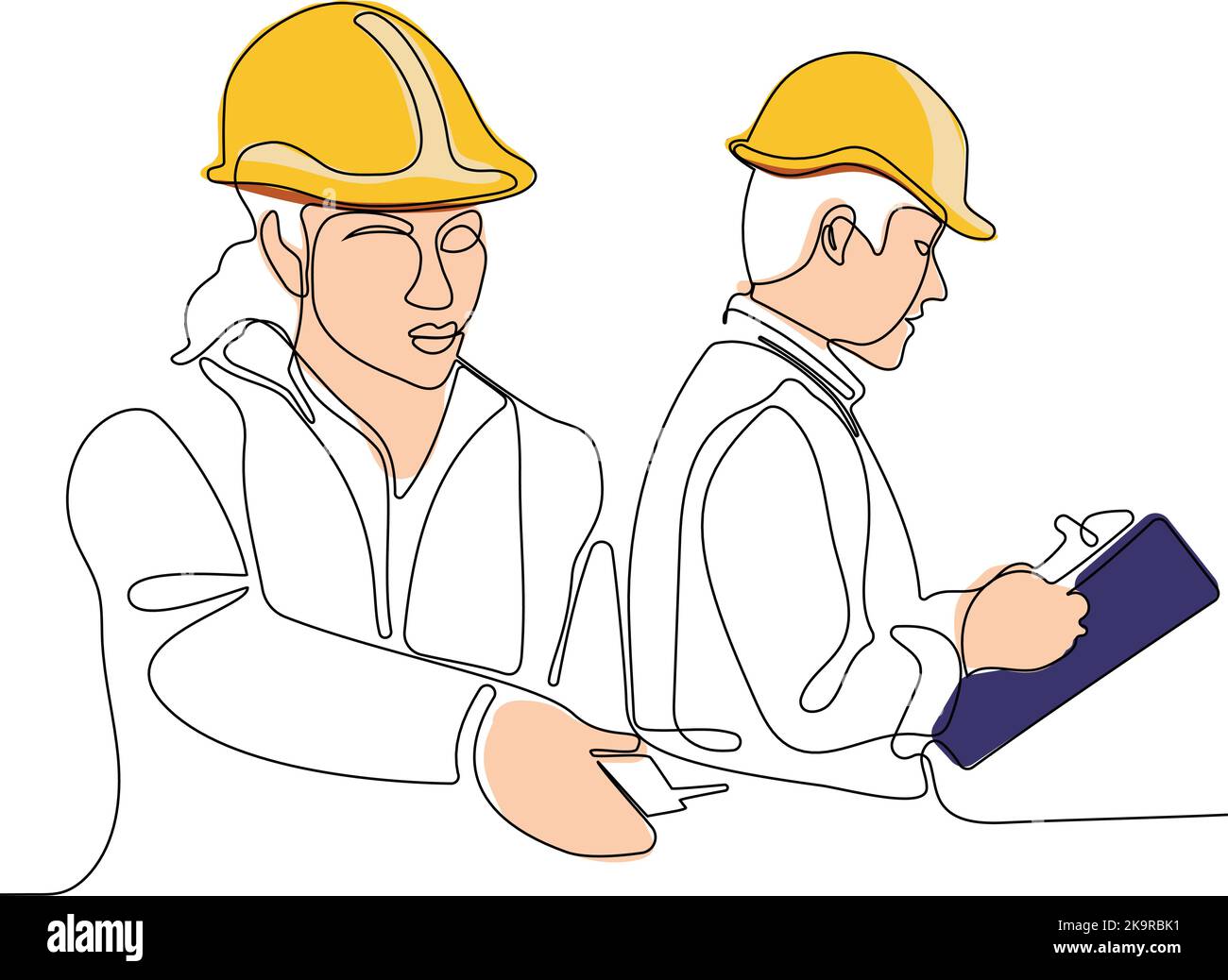 construction manager and engineer working on building site. Vector ...