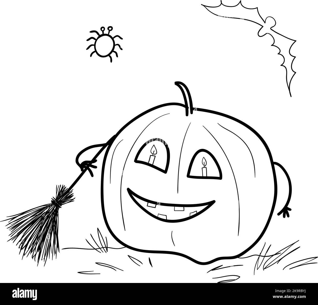 Cute Pumpkin Cartoon Black And White