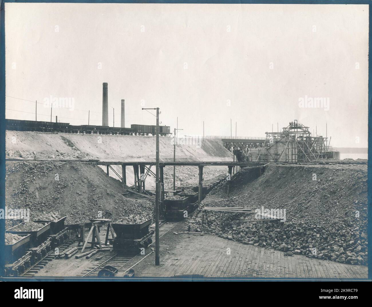 Ore storage in Luleå station. 1888-03-12 The first ore train came down ...