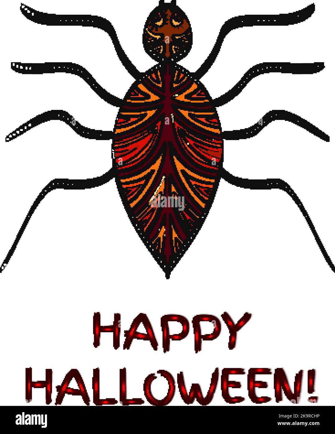 Spider illustration. Halloween card. Spider with hand drawn ornaments ...